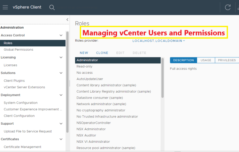 Managing vCenter Users and Permissions