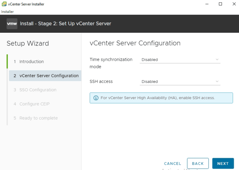 vCenter Deployment and Setup