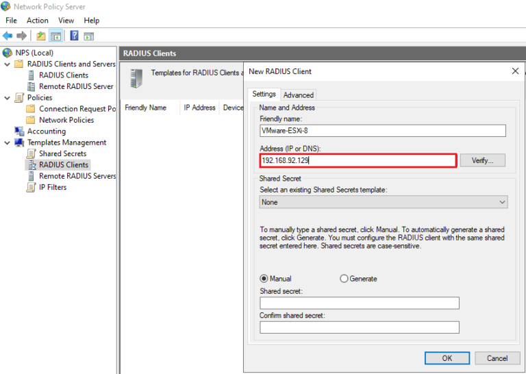 Windows Server 2022 as a RADIUS Server for Two-Factor Authentication in ESXi 8